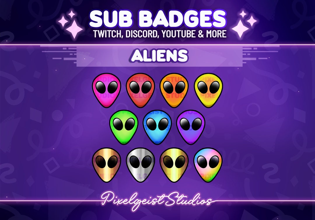 Alien Sub Badges: Twitch Emotes, Galactic Badges (instant Download) - Etsy