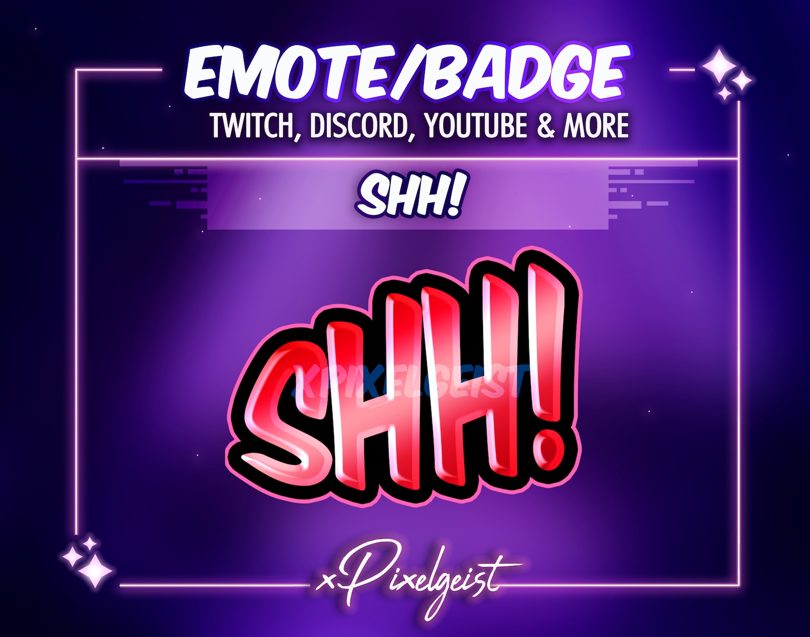Shhh Twitch Emote, Shush Emote, Text Emote, Quiet Emote, Donations, Sub ...