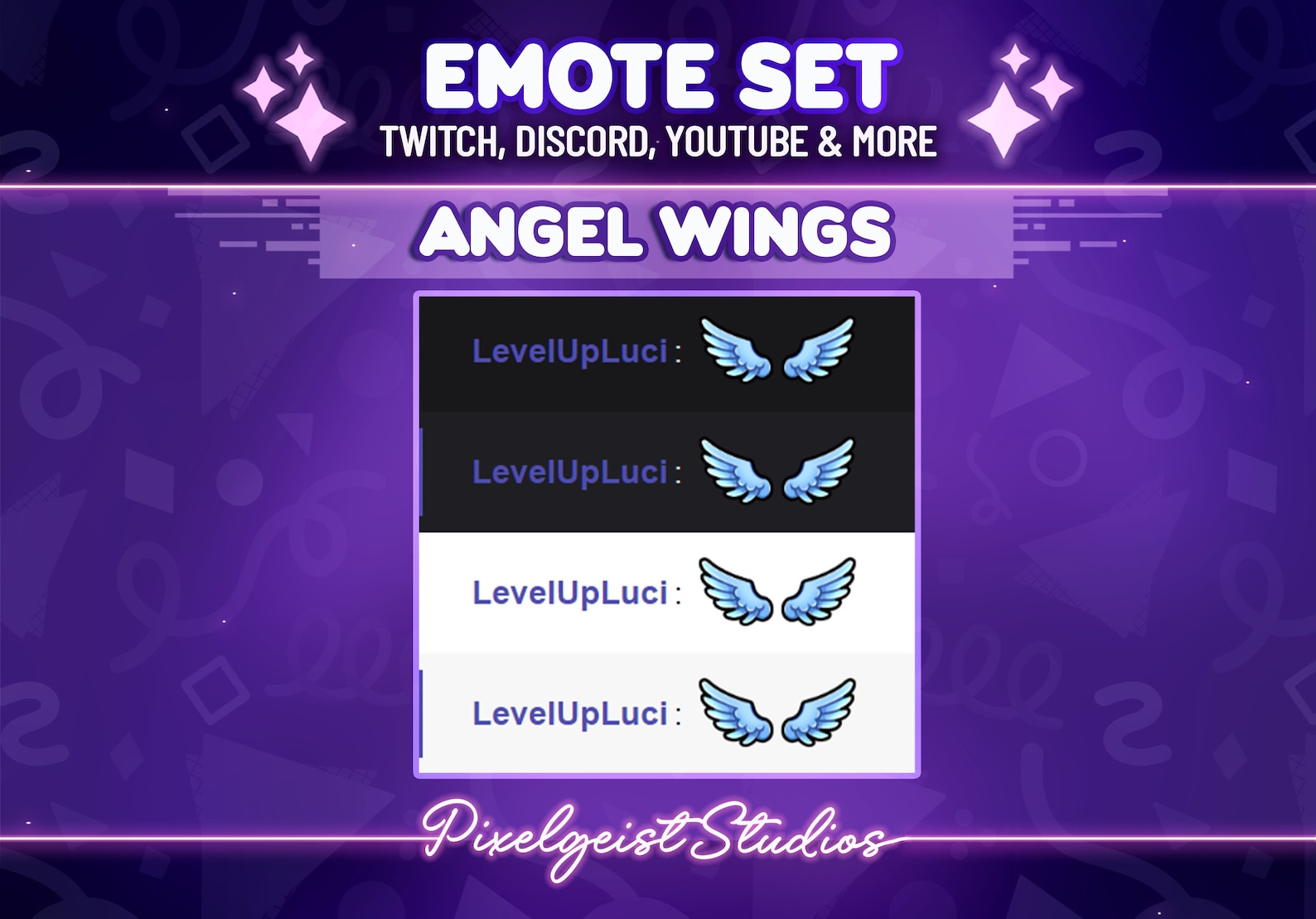 Angel Wing Emote Set, Cute Wing Emotes, Celestial Badges, Fantasy ...