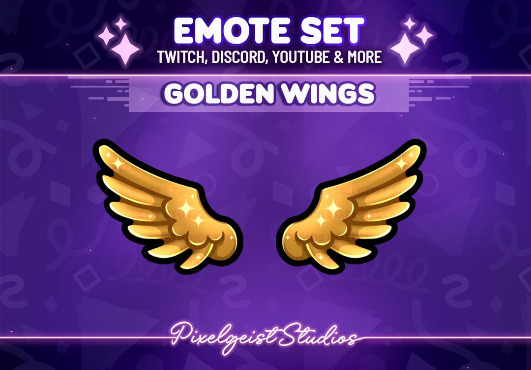 Golden Angel Wing Emote Set, Cute Gold Wing Emotes, Kawaii Celestial ...