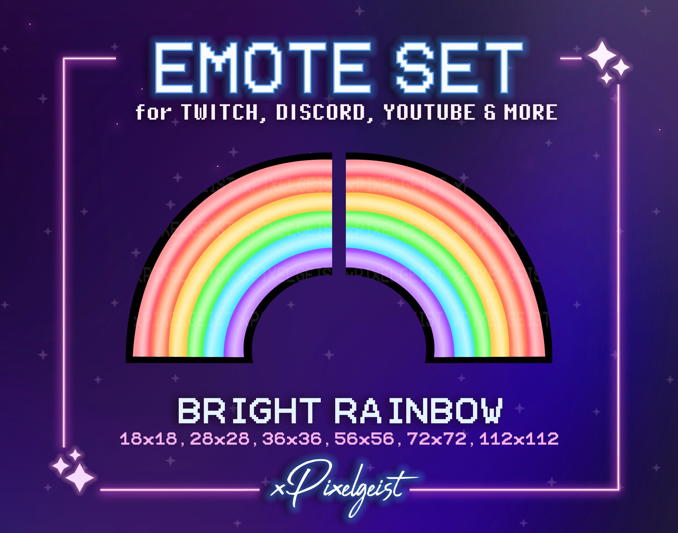 Bright Rainbow Emote, Stream Art, Emote Set, Kawaii Weather, Channel ...
