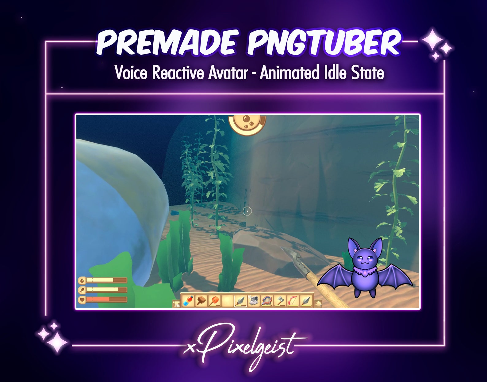 Cute Animated Bat Pngtuber, Voice Reactive Pngtuber Avatar, Spooky Bat ...