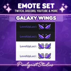 Galaxy Angel Wing Emote Set: Celestial Twitch Badges (instant Download ...