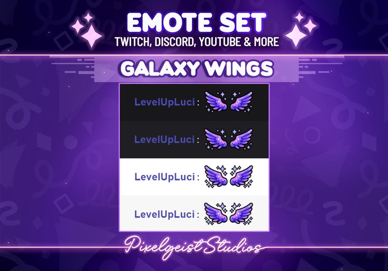 Galaxy Angel Wing Emote Set: Celestial Twitch Badges (instant Download ...