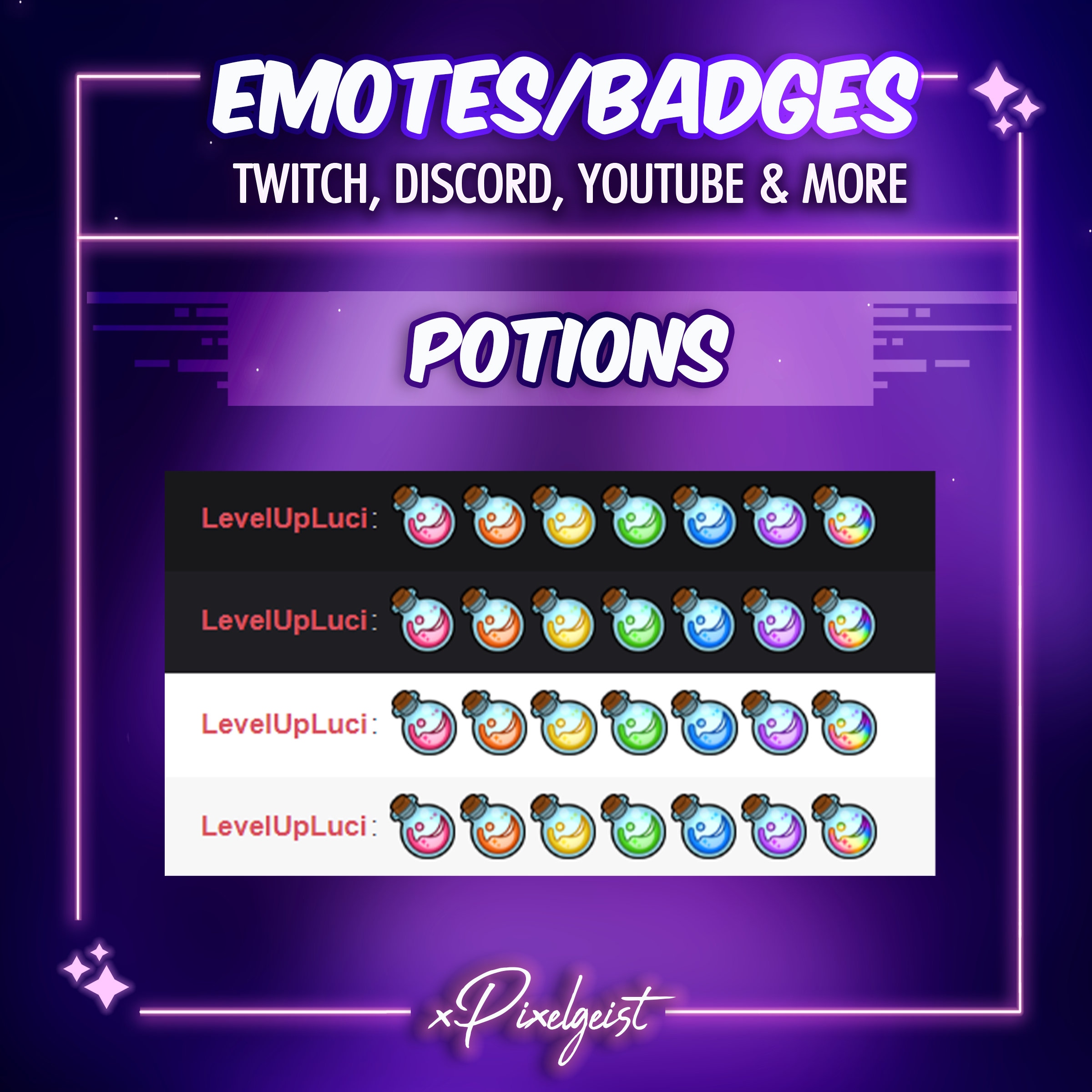 Potion Bottle Sub Badges, RPG Potion Emotes, Potion Bit Badges, Fantasy ...
