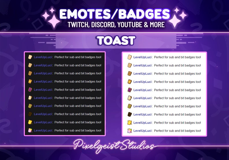 Toast Badges, Cute Food Emotes, Toast Bit Badges, Food Stream Aesthetic ...