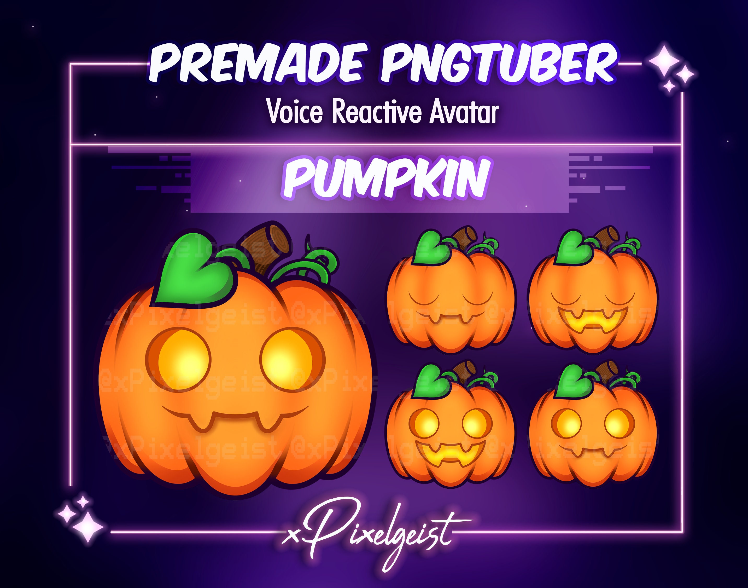 Jack-o-lantern Pumpkin Pngtuber, Cute Halloween Vtuber, Premade ...