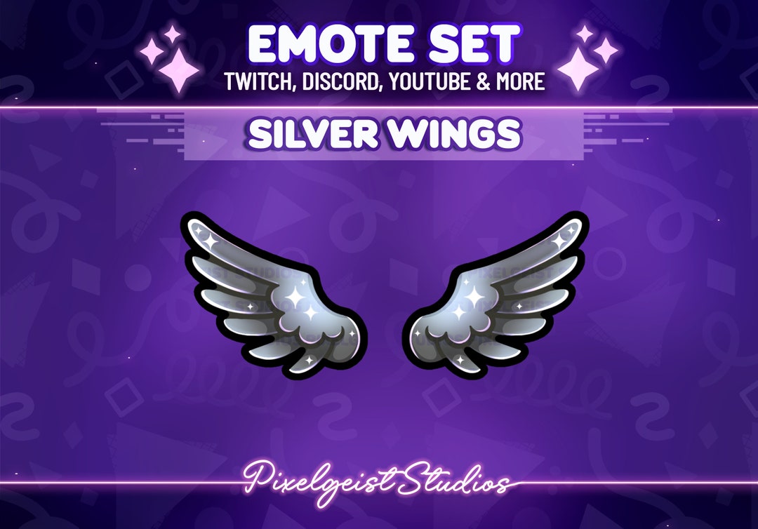 Silver Angel Wing Emote Set, Cute Silver Wing Emotes, Kawaii Celestial ...