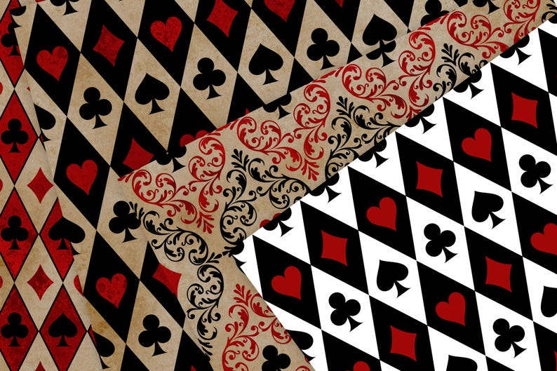Vintage Casino Card Digital Paper | Seamless Poker Patterns (digital ...