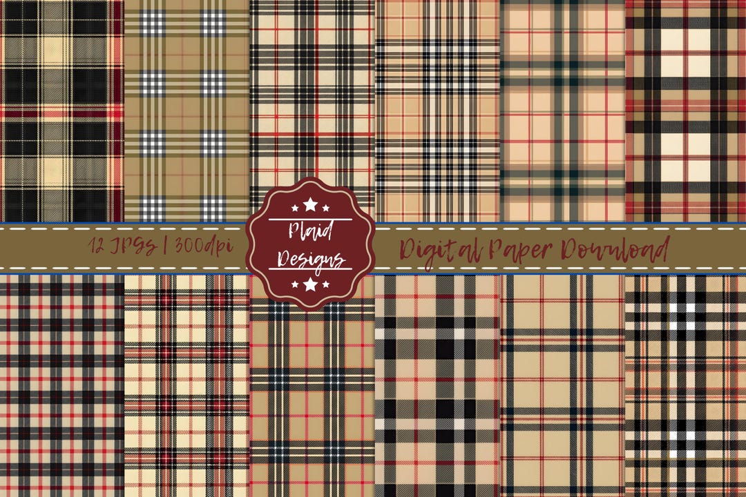 Plaid Digital Paper Pack | Seamless Tartan Pattern Backgrounds - Etsy