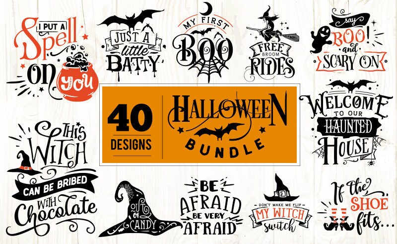 40 Halloween SVG EPS Dxf PNG Cut Files Bundle Halloween - Etsy