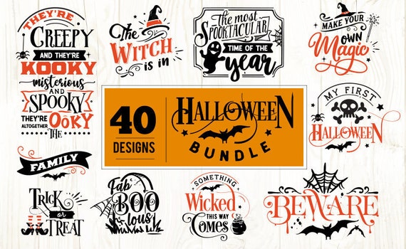 40 Halloween SVG EPS Dxf PNG Cut Files Bundle Halloween - Etsy