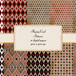 Vintage Casino Card Digital Paper | Seamless Poker Patterns (digital ...