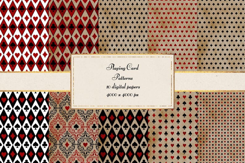Vintage Casino Card Digital Paper | Seamless Poker Patterns (digital ...