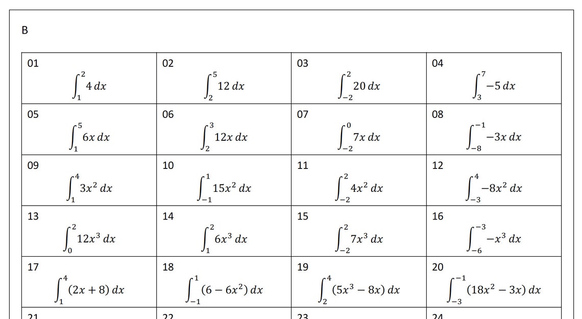 Tlmaths BUMPER BOOK of Integrals - Etsy