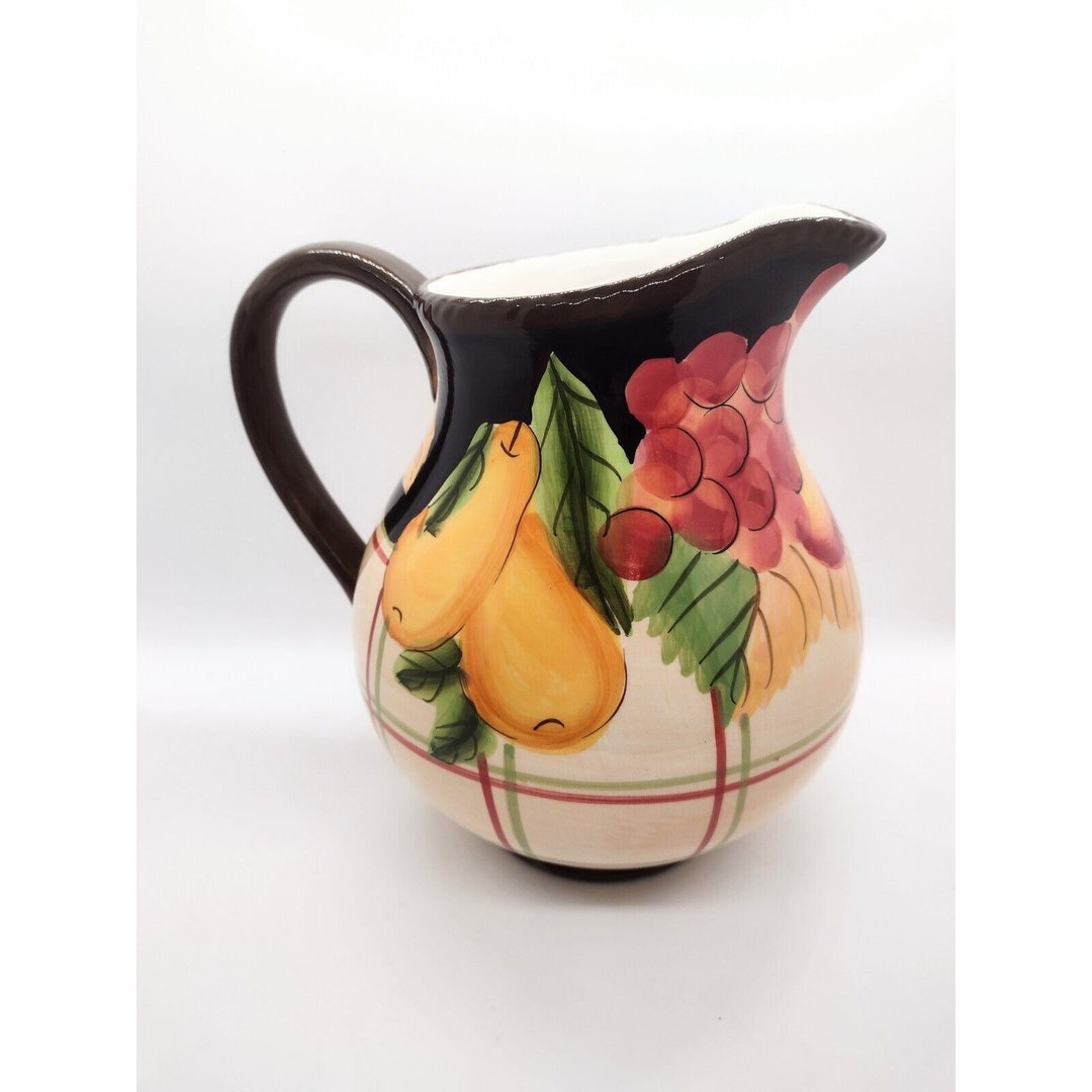 Vintage Zrike Everyday Jane Adams Ceramic Pitcher Handpainted Fruit ...