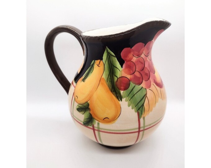 Vintage Zrike Everyday Jane Adams Ceramic Pitcher Handpainted Fruit ...