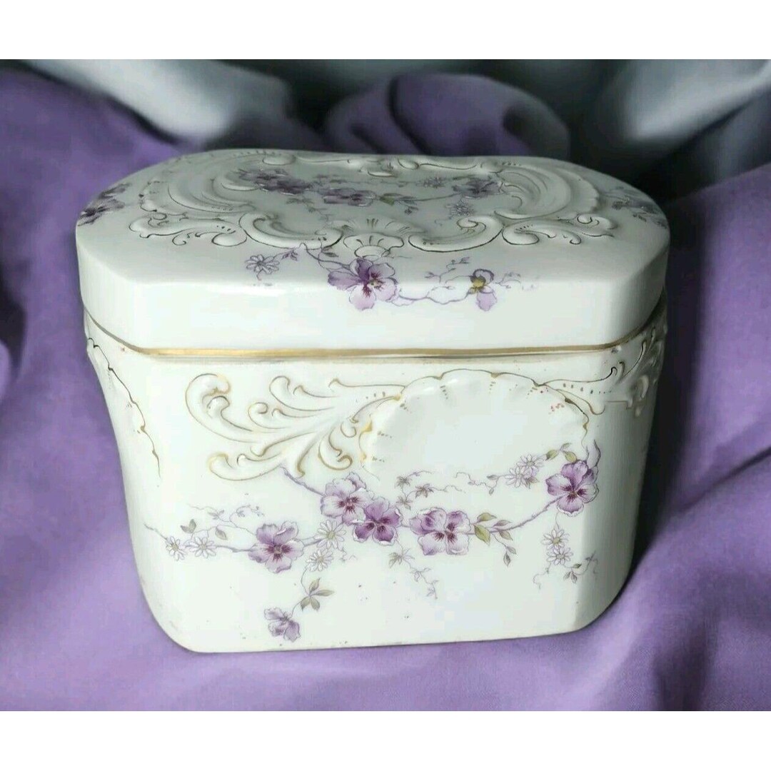 Antique R & C Rosenthal Germany Porcelain Floral Lidded Dish Vanity ...