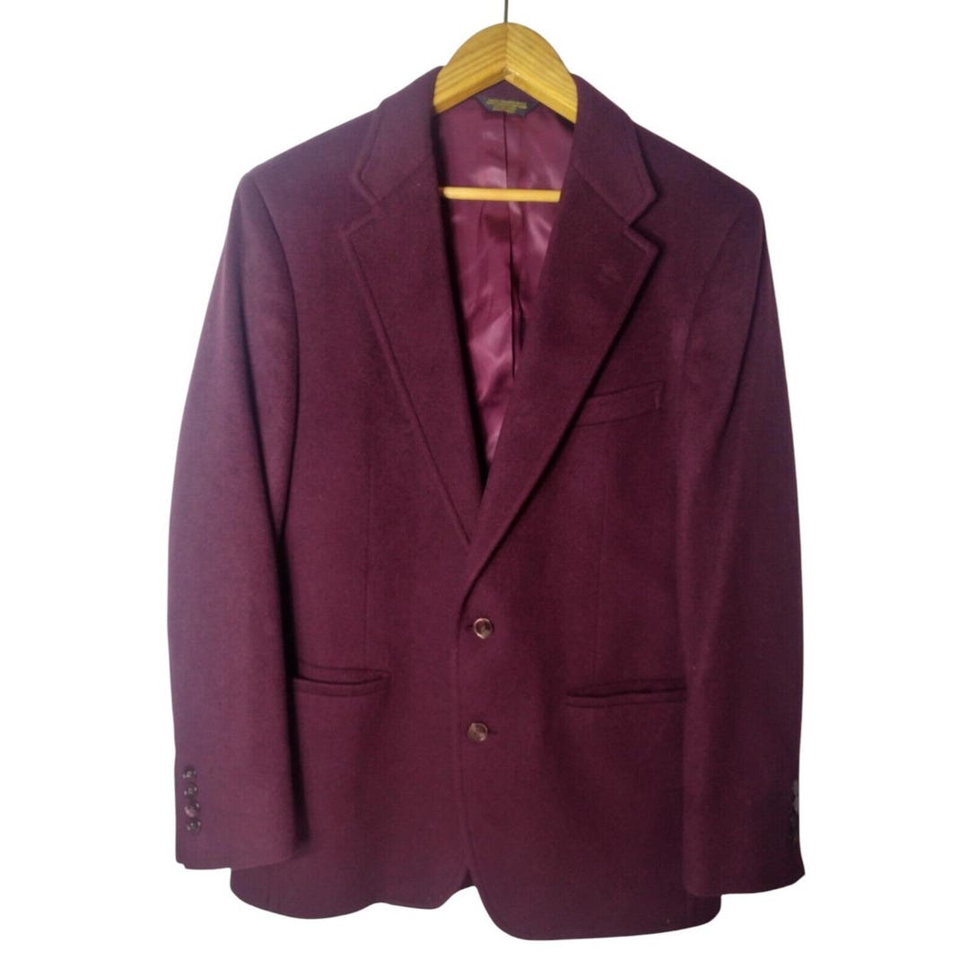 Hunter Haig Men's Pure Cashmere Blazer Size 48 Burgundy Union Made READ ...