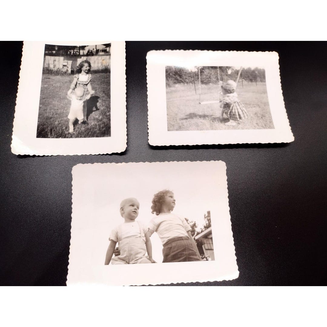 Vtg 50s Kids Siblings Photographs Black White Kodak Velox Children Play ...