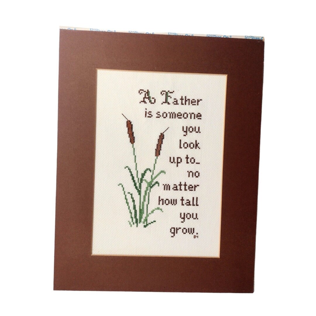 Vintage Handmade Father Poem Completed Crossstitch Wall Decor Matted 11 ...