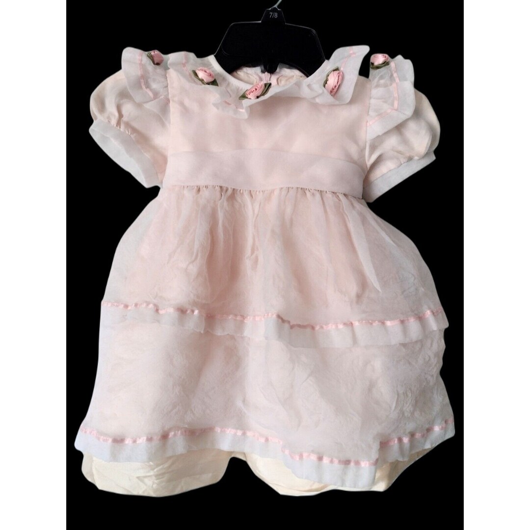 Vintage Sylvia Whyte Baby Girls Pink Organza Party Dress Size 18 Mo ...