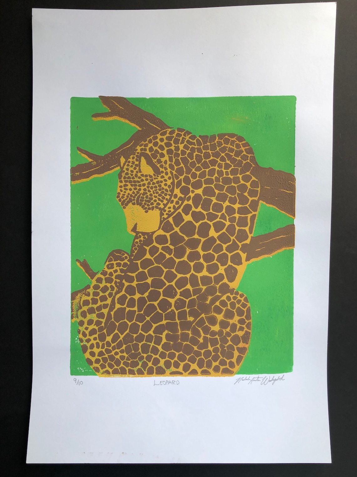 Linocut Print Lino Handmade Original Print Leopard | Etsy