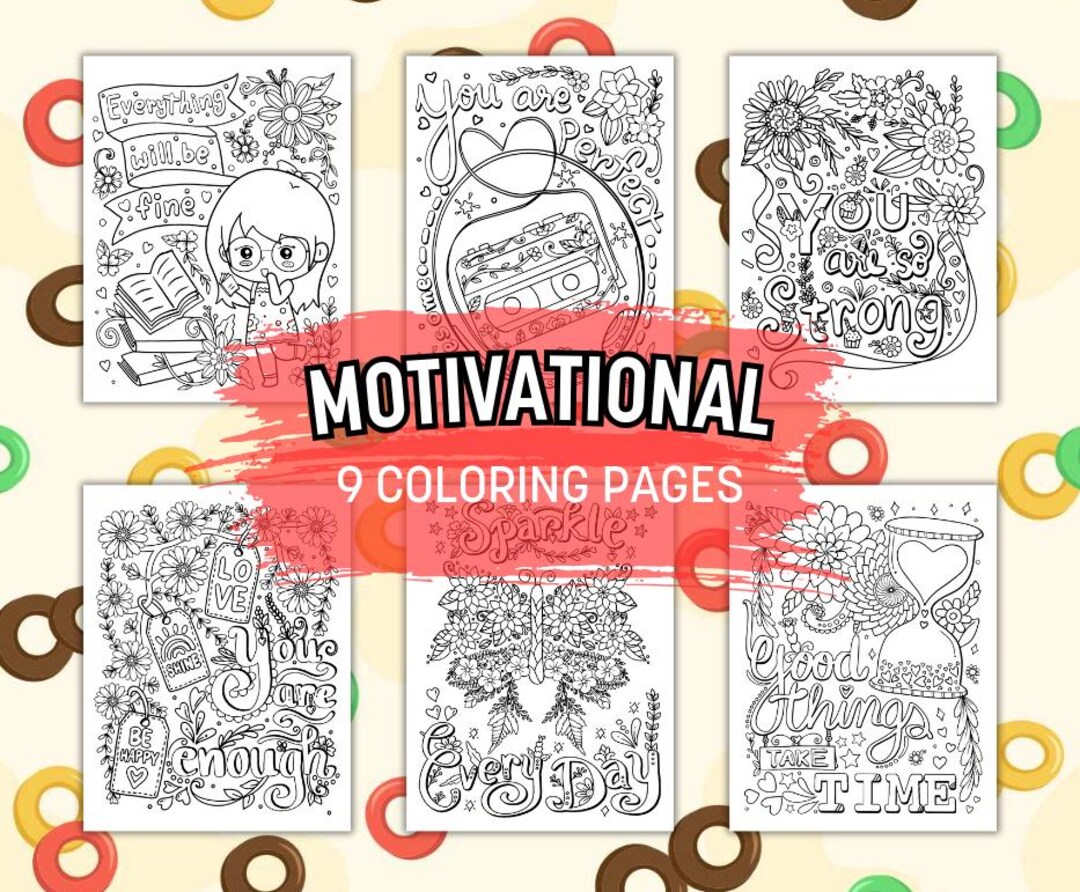 Motivational Coloring Pages | 9 Pages | Instant Download PDF - Etsy