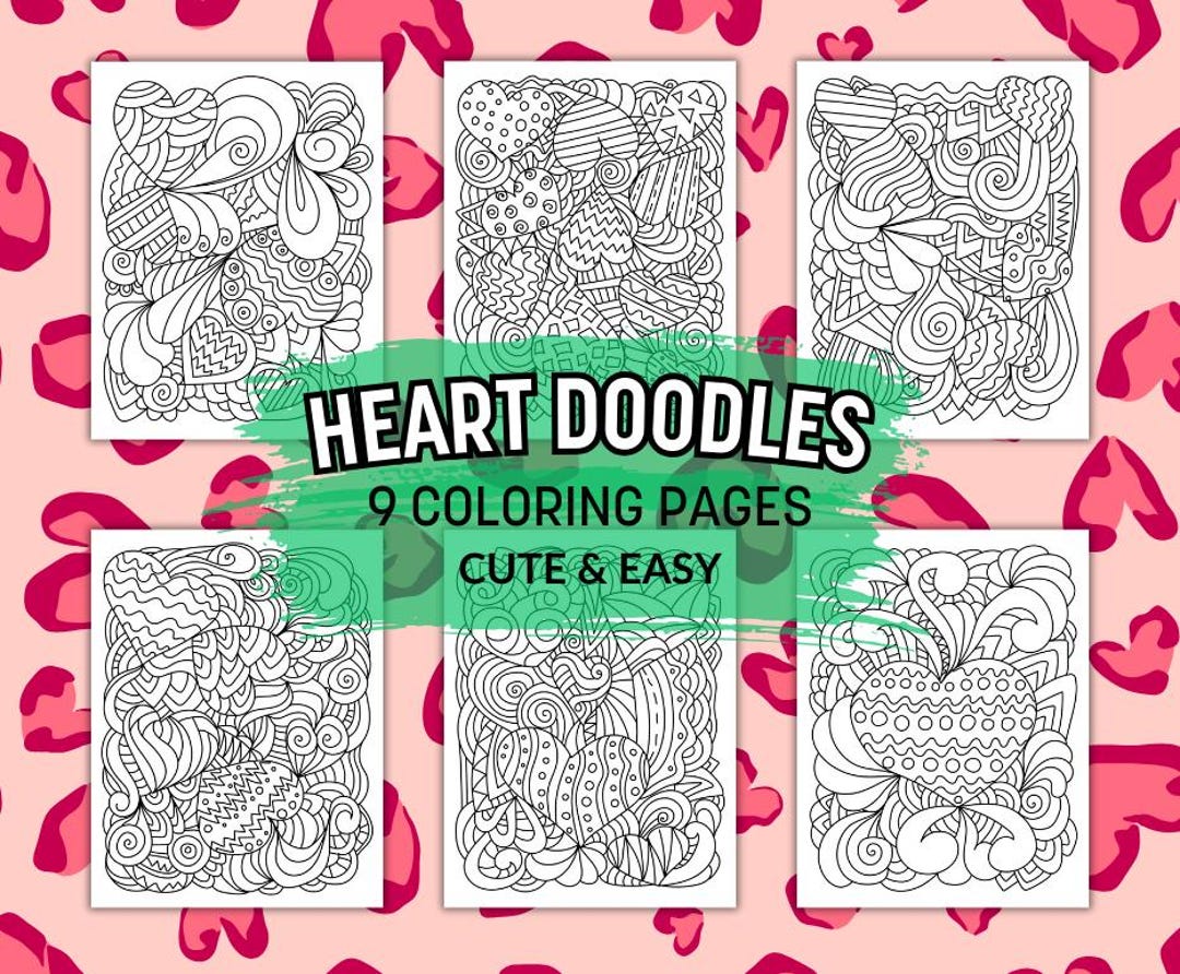 Heart Doodles Coloring Pages | Valentine's Day Coloring | 9 Pages ...
