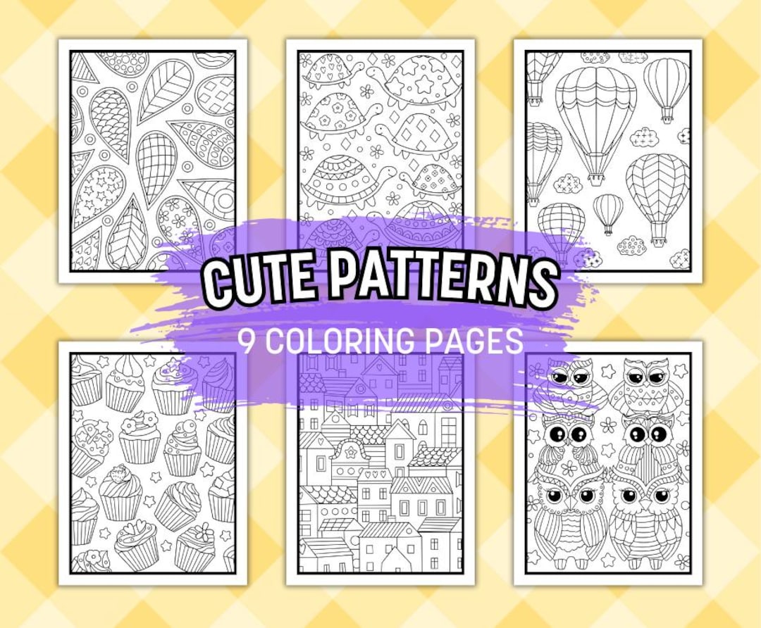 Cute Patterns Coloring Pages | 9 Pages | Relaxing Coloring Pages ...