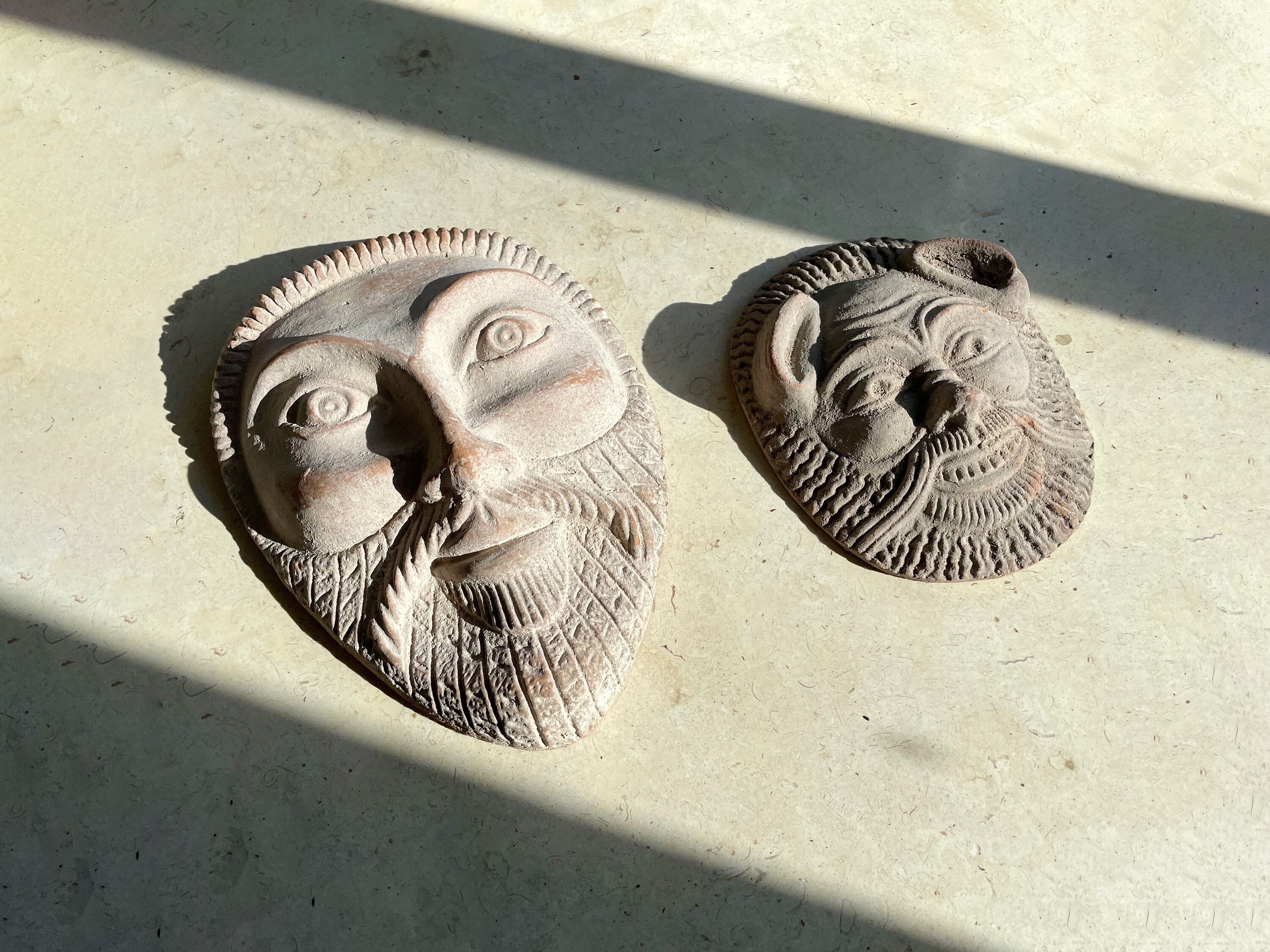 Antique Terra Cotta Greek Theater Masks | Etsy
