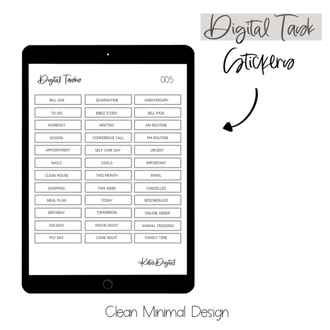 Digital Task Stickers | Planner Stickers | Precropped Goodnotes 5 ...