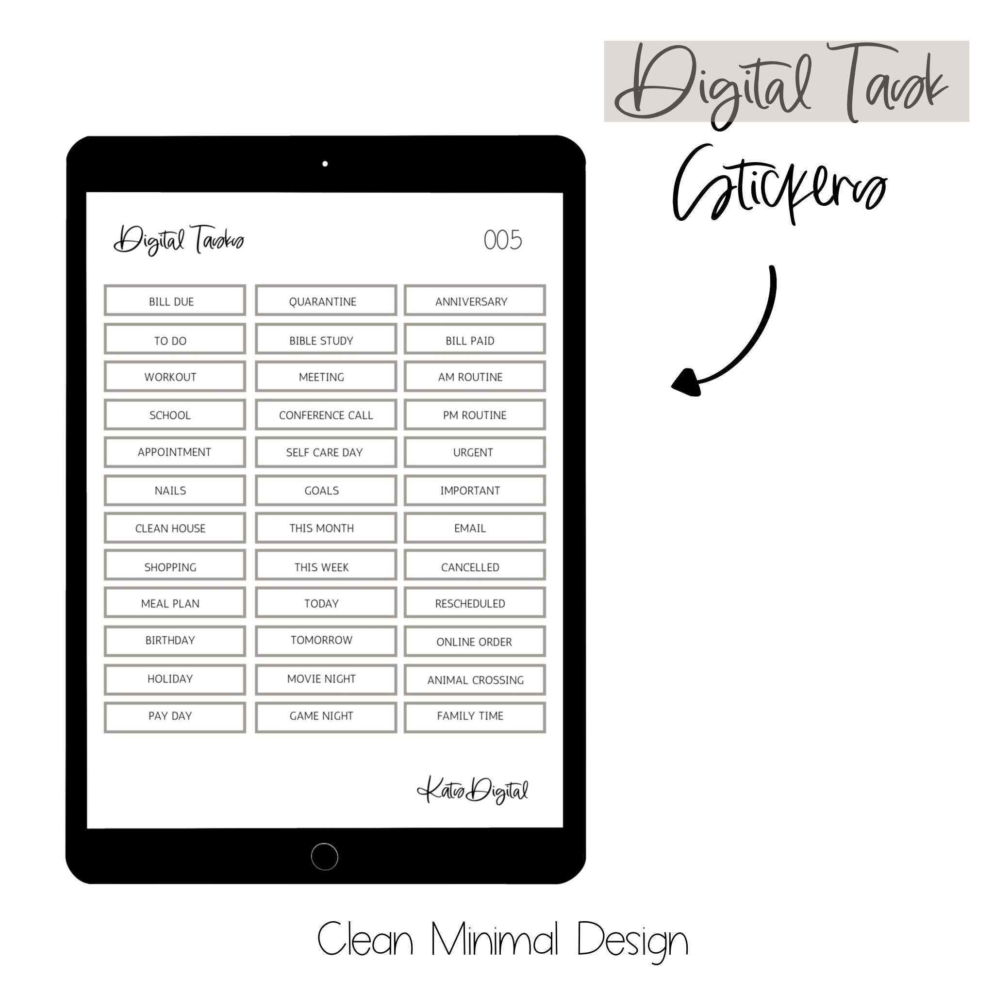 Digital Task Stickers | Planner Stickers | Precropped Goodnotes 5 ...