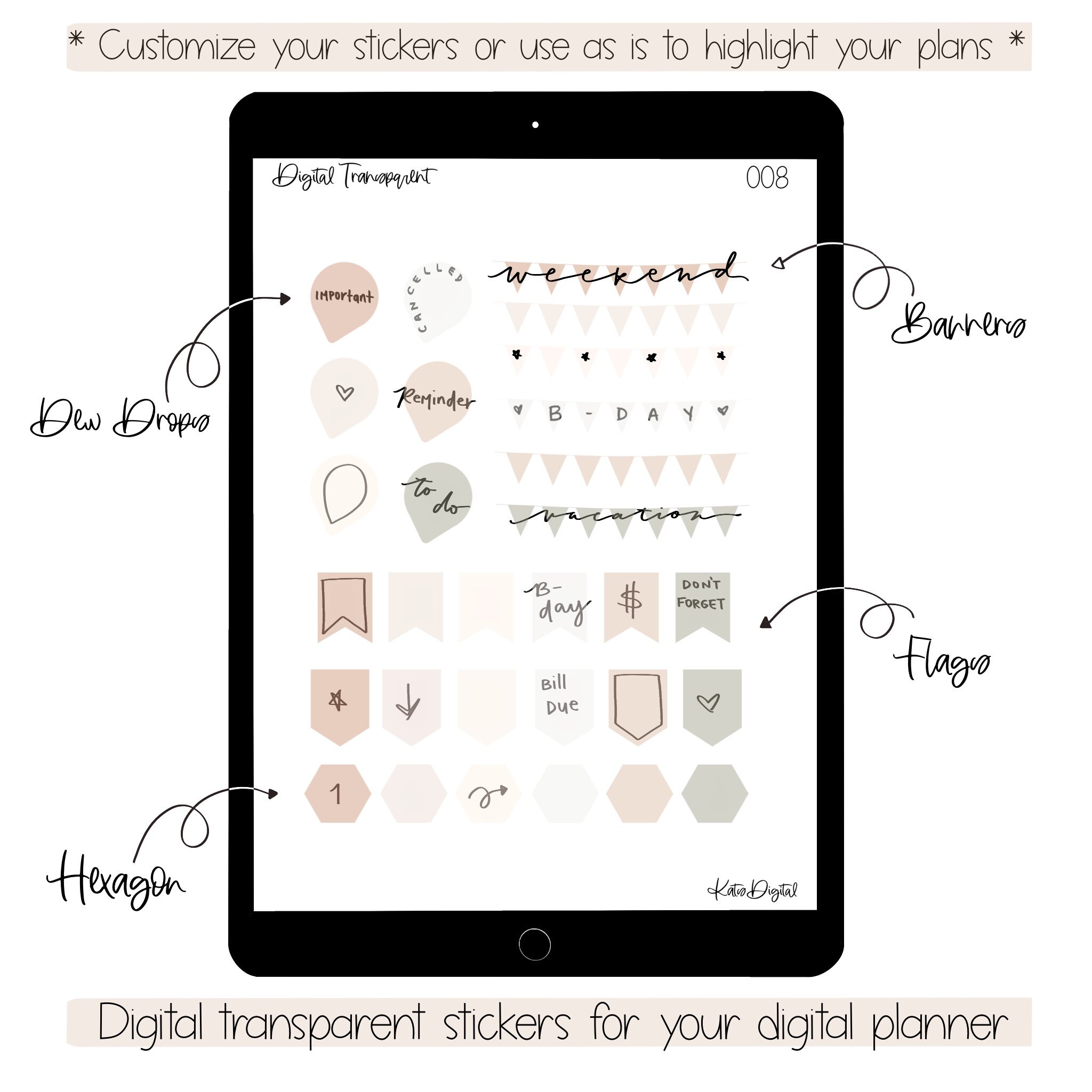Digital Transparent Stickers | Goonotes Precropped Digital Stickers ...