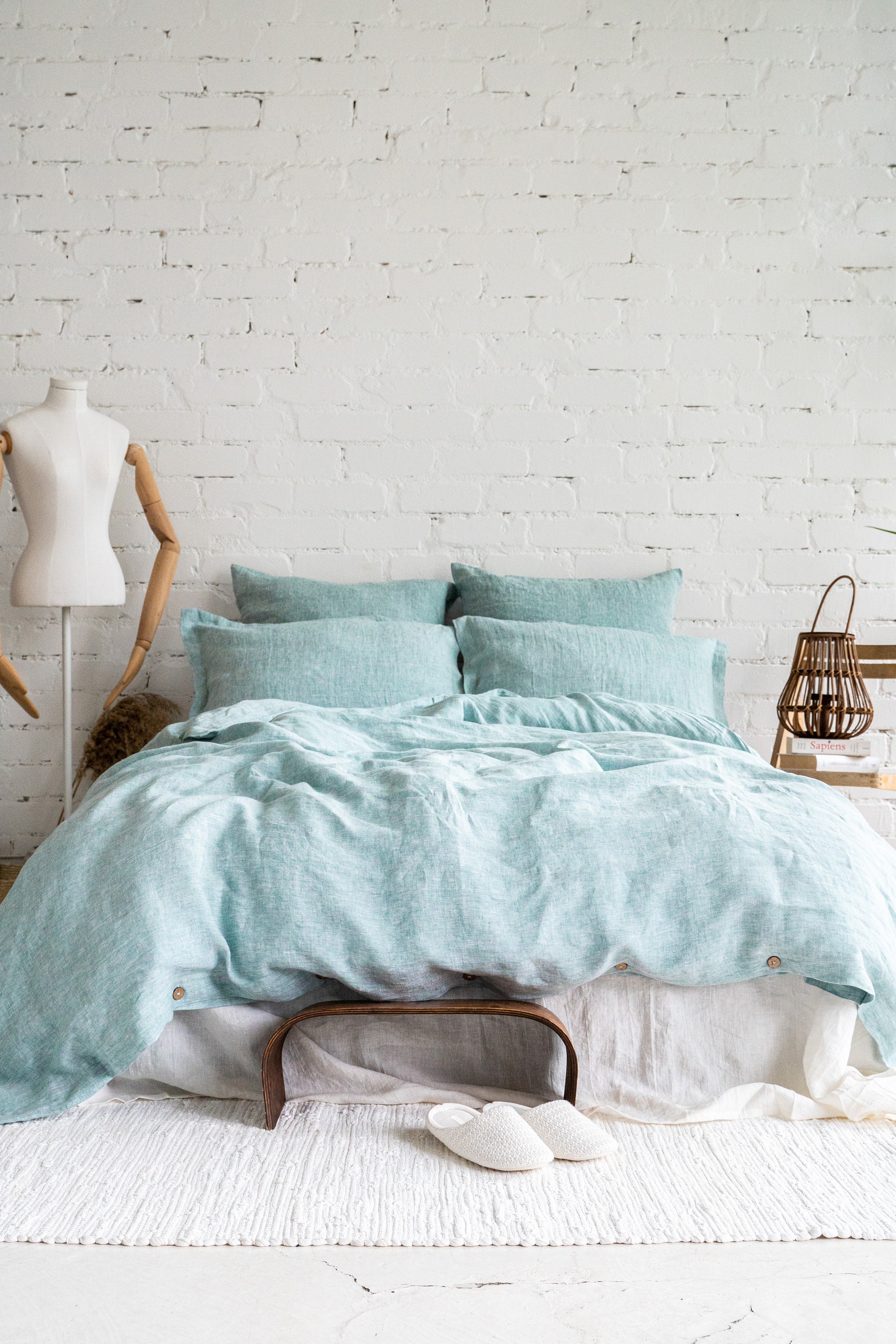 Green Linen Duvet Cover and Two Pillowcases. Linen Duvet Set. - Etsy
