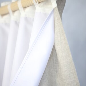 Waterproof Linen Shower Curtain Panel, Wide Linen Shower Drape With ...