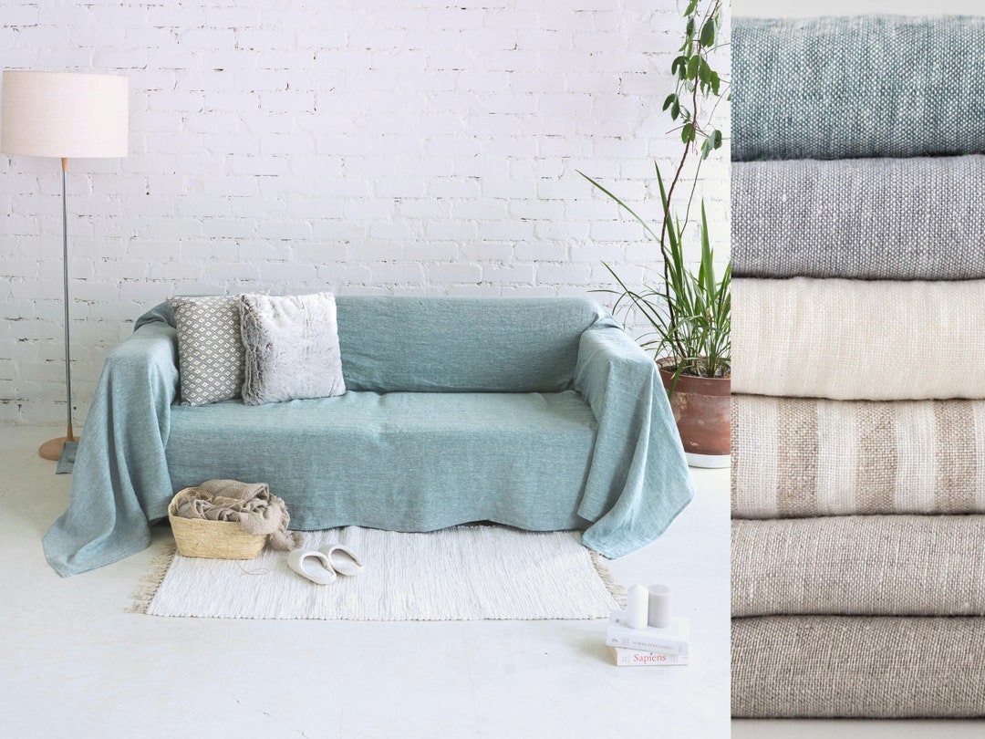Linen Couch Cover, Linen Sofa Slipcover, Natural Linen Sofa Cover ...