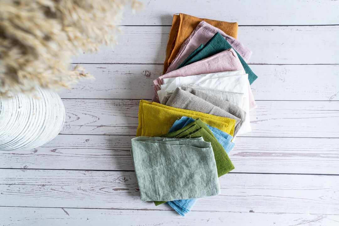 Various Color Linen Crafting Fabric, Linen Scraps Bundle, Linen ...