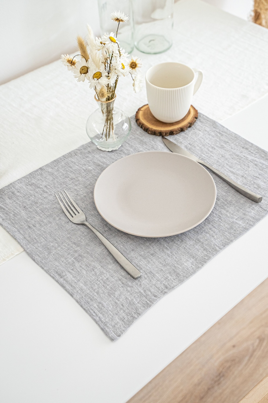 Linen Placemats Set - Linen Place Mats - Washed Linen Table Mat ...