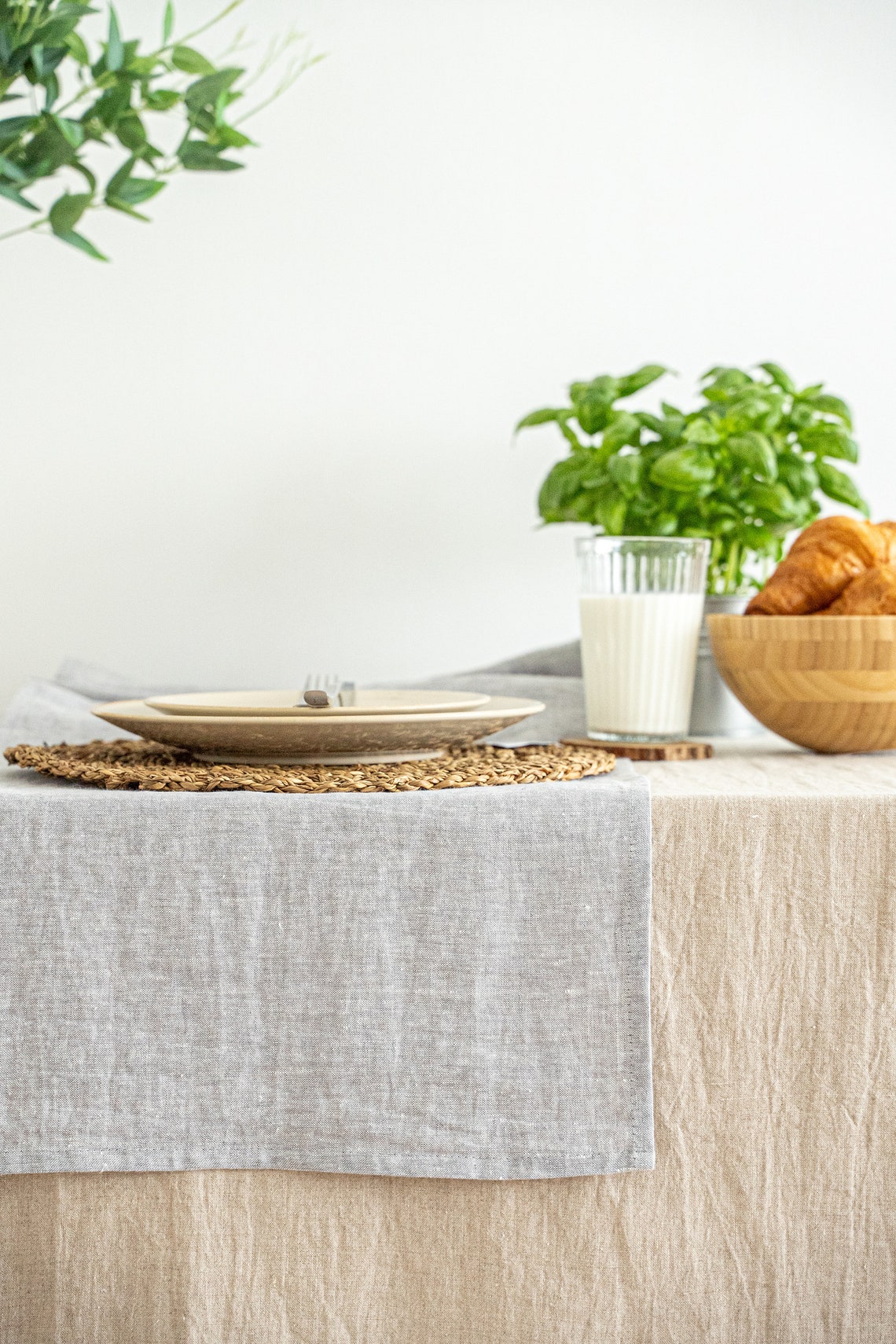 Linen Table Runner. Long Gray Washed Fabric Lunch Dinner - Etsy