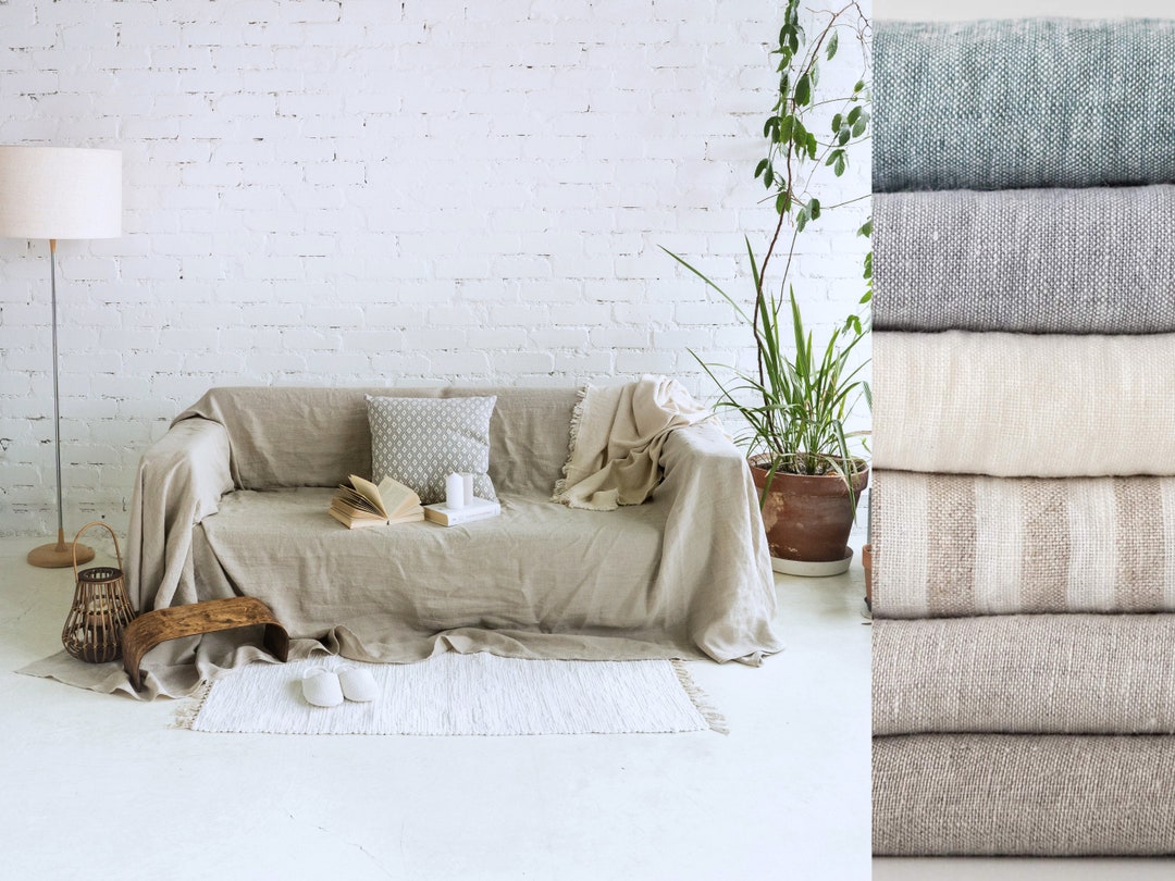 Linen Sofa Cover, Sofa Slipcover, Natural Linen Couch Cover, Linen Sofa ...