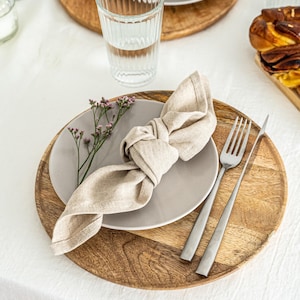 Set of Natural Linen Napkins - Bulk Cloth Set for Dining - Table ...