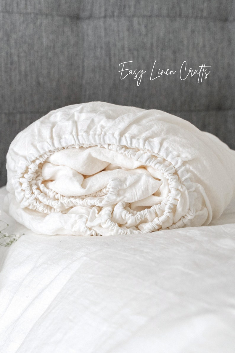 Linen Fitted Sheet - Washed Linen Bed Sheet - Custom Linen Bedding ...
