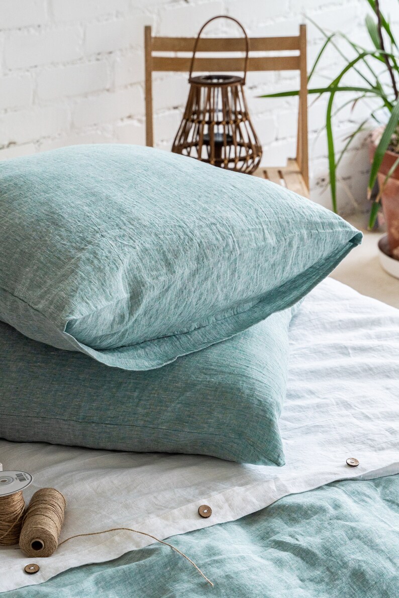 Green Linen Duvet Cover and Two Pillowcases. Linen Duvet Set. - Etsy