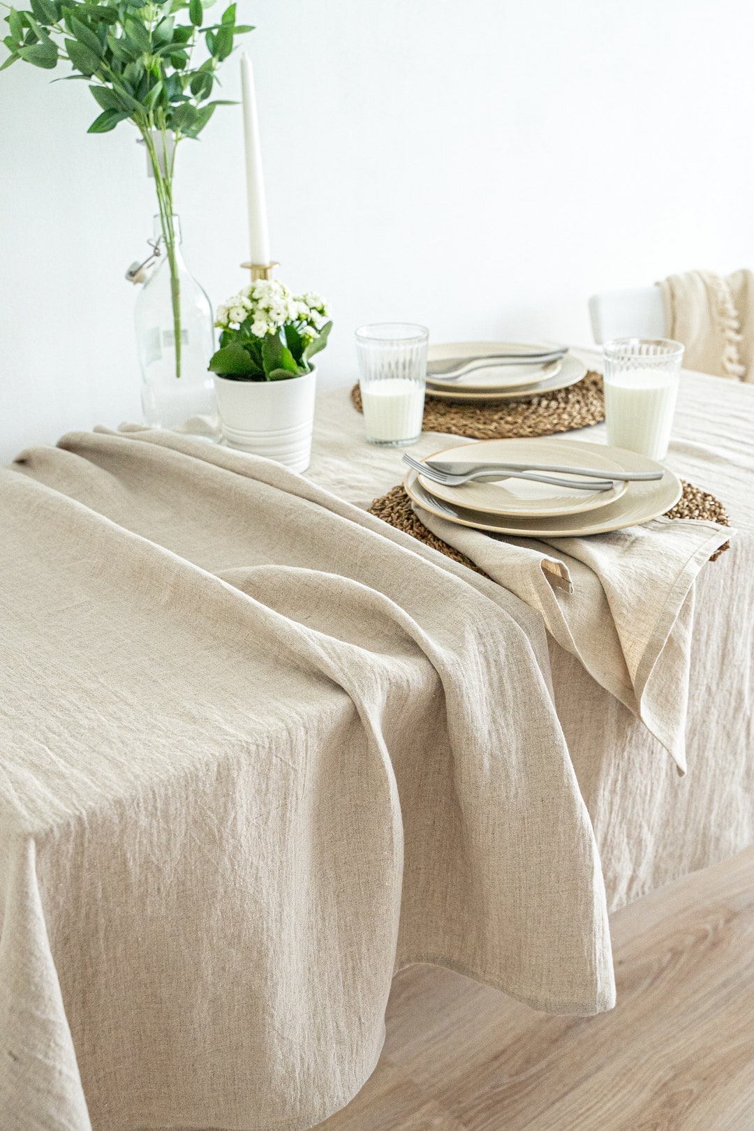 Large Natural Linen Tablecloth. Rectangular, Square, Oval, Round or ...