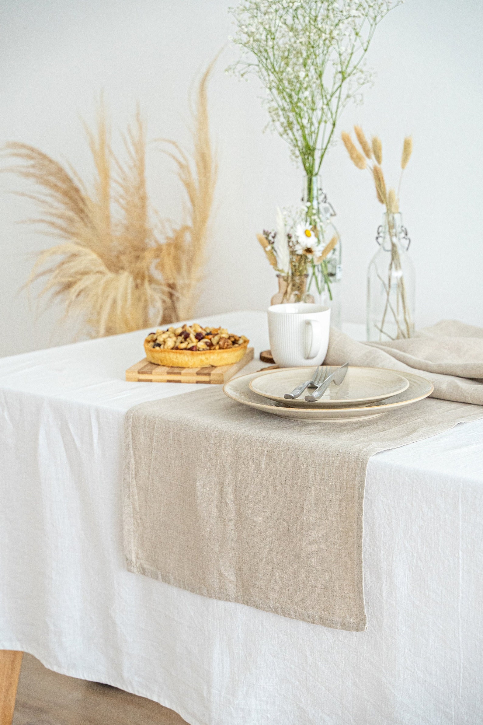 Natural Linen Table Runner. Lunch Dinner Table Decor. Washed - Etsy