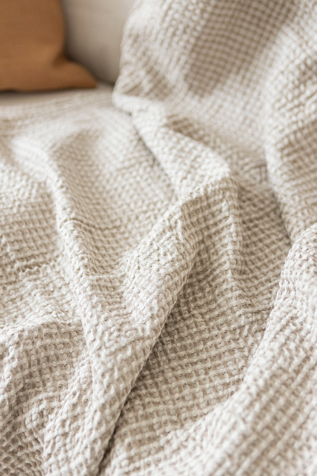 Waffle Linen Cotton Blanket, Waffle Throw Blanket, Waffle Linen Throw ...