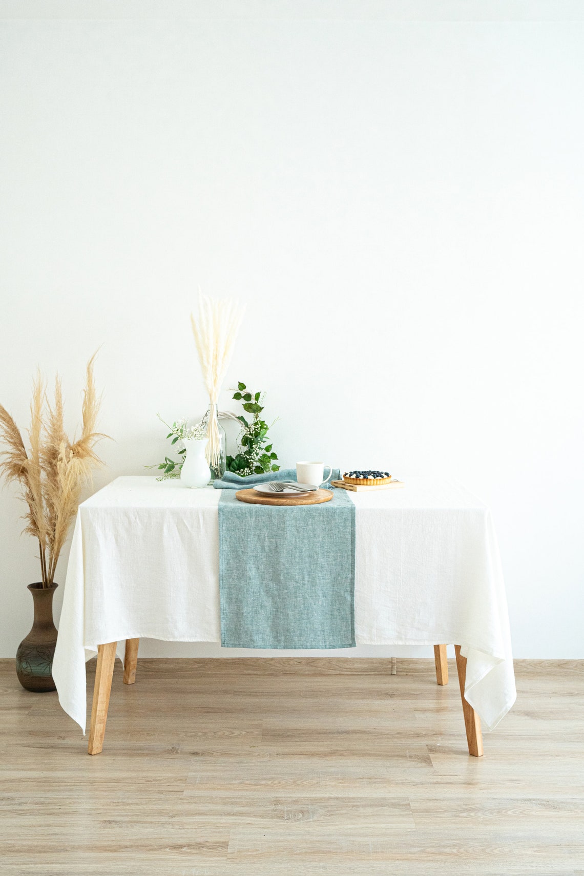 Linen Table Runner. Green Kitchen Decor Table Runner. - Etsy