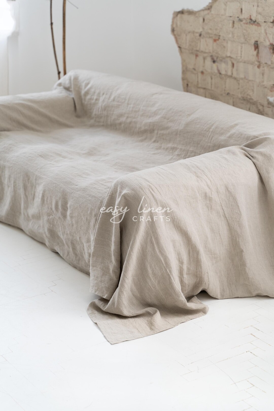 Linen Couch Slipcover, Sofa Cover, Loose Sofa Seat Cover, Couch Slip ...