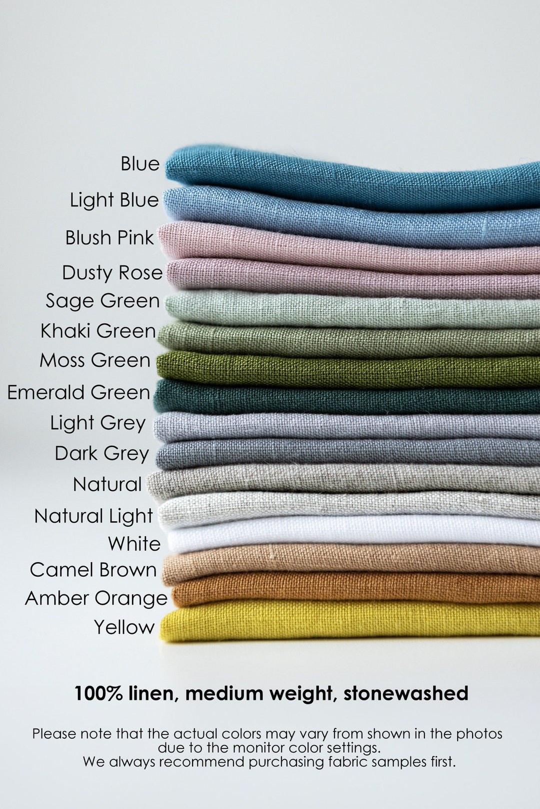 Linen Fabric Samples Set of All Colors (fast Delivery), Set of Linen ...